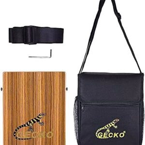 GECKO Travel Cajon Box Drum-Wooden Percussion Box Musical Instrument Cajon Box Drum Basic Box Drum with Carrying Bag