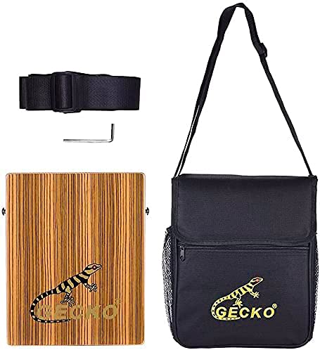 GECKO Travel Cajon Box Drum-Wooden Percussion Box Musical Instrument Cajon Box Drum Basic Box Drum with Carrying Bag