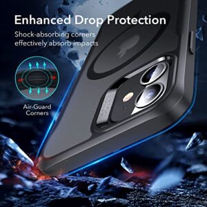 ESR Sidekick Hybrid Case Compatible with iPhone 12/12 Pro (2020), with HaloLock Magnetic Wireless Charging, Scratch Resistant Back, Grippy Protective Frame, Frosted Black