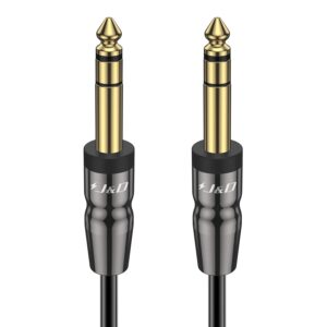 j&d 1/4 inch trs instrument cable, gold plated copper shell 6.35mm 1/4 inch trs male to 6.35mm 1/4 inch trs male stereo cable, 6 feet