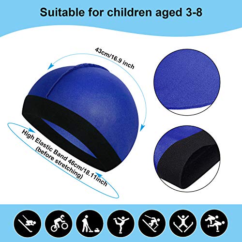 3 Pieces Kids Satin Wave Caps Set Unisex Kid Beanie Cap 360 Wave Wide Strap Skull Caps (Black, Silvery, Royal Blue)