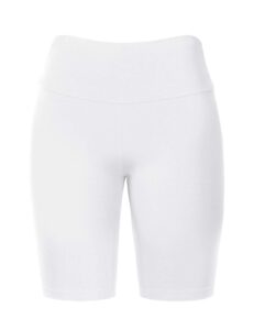 hatopants women biker shorts buttery soft high waist mid thigh short pants white 1xl