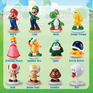 Epoch Games Super Mario Balancing Game Bundle, 3 Tabletop Action Games for Ages 4+ with 12 Collectible Super Mario Action Figures, Multi (7386)