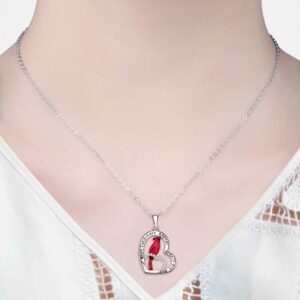 Red Cardinal Bird Pendant Necklace Inspirational Memorial Jewelry Sterling Silver Cardinal Appear When Angels Are Near Sympathy Spiritual Gifts for Women Loss of Loved One