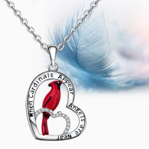 Red Cardinal Bird Pendant Necklace Inspirational Memorial Jewelry Sterling Silver Cardinal Appear When Angels Are Near Sympathy Spiritual Gifts for Women Loss of Loved One