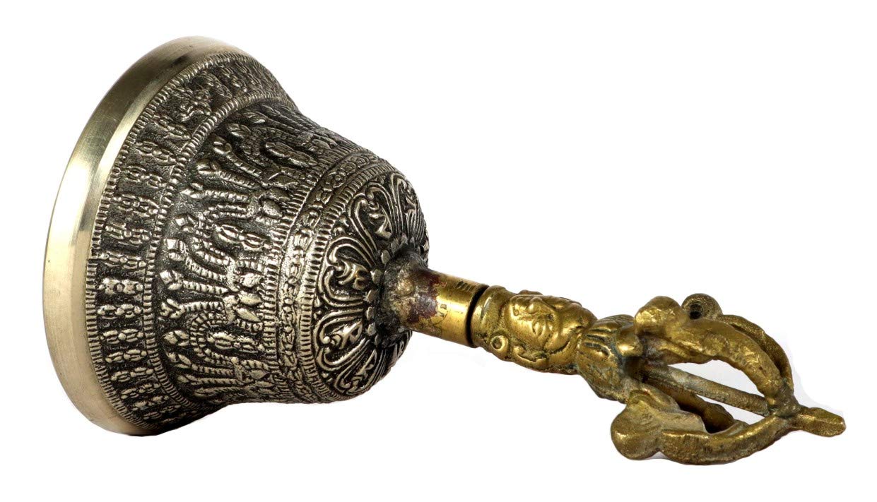 ASHIRWAD Tibetan Hand Bell 4, 5 & 6 inches for Meditation & Prayer Dorje Vajra (5 inches)