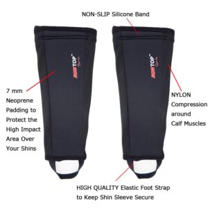 RUNTOP Shin Sleeves Guards for Rope Climbing Deadlifting Weightlifting Powerlifting Cross Fitness Training Box Jumping Leg Calf Support Men Women (7mm Black-Single, S)