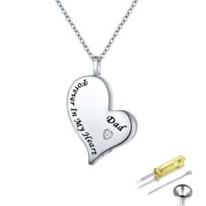 cremation urn necklace for ashes 925 sterling silver dad forever in my heart keepsake memorial pendant waterproof urn jewelry for women men