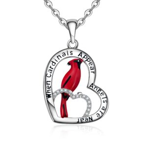 red cardinal bird pendant necklace inspirational memorial jewelry sterling silver cardinal appear when angels are near sympathy spiritual gifts for women loss of loved one