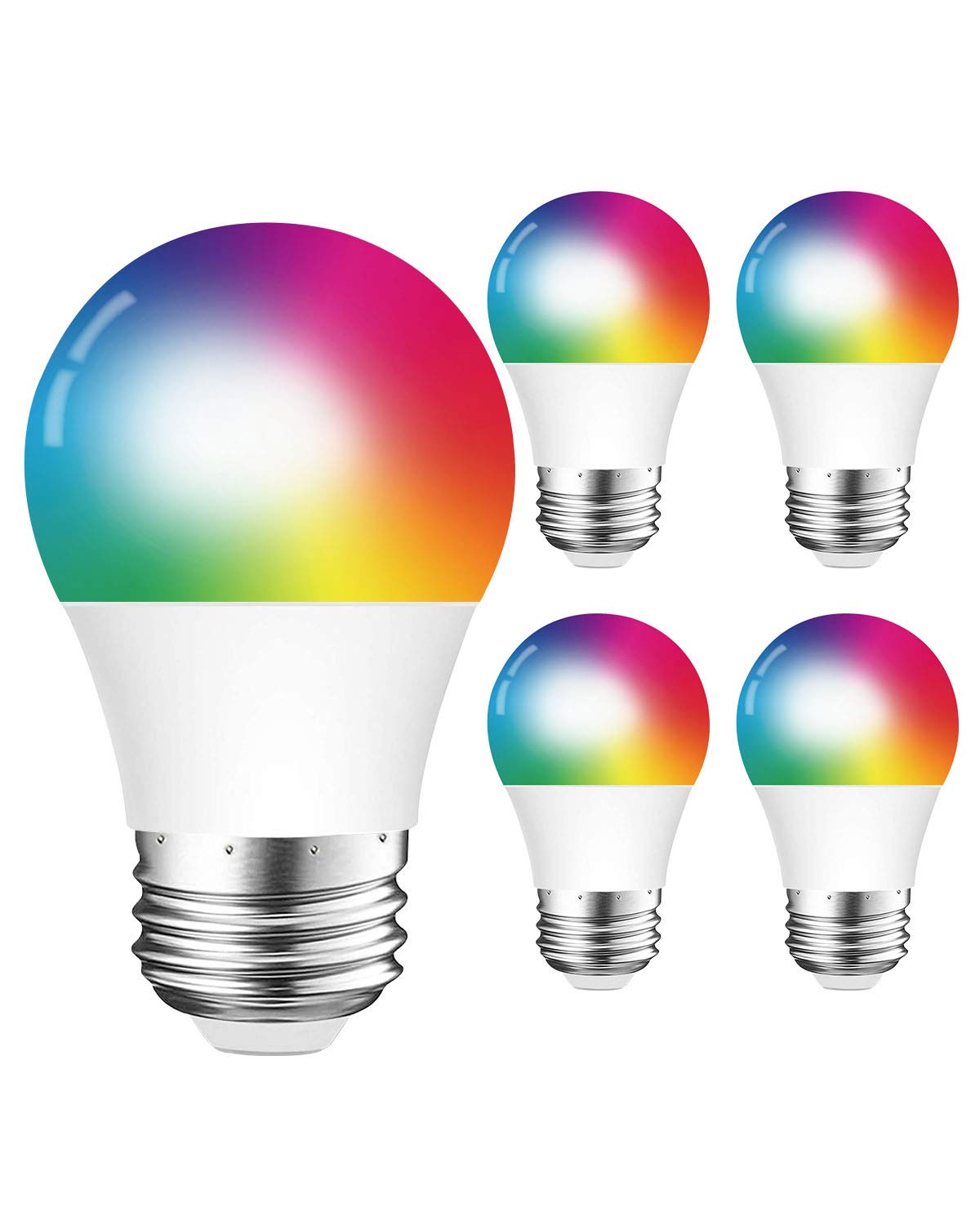 DOGAIN Smart Light Bulbs E26 Base A15 LED RGB Dimmable Color Changing Light Bulb Compatible with Alexa Google Home WiFi Multicolor Lights 6W (40W Equivalent) 500LM (Only 2.4GHz) 4 Pack