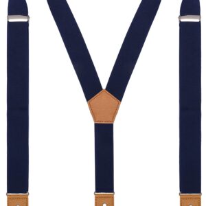 ZXEROYM Suspenders for Men Adjustable Y Back Elastic with Strong Clips Navy