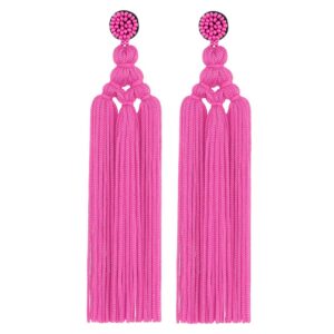 long tassel earrings (hot pink e)