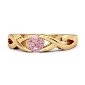 mooneye multi choice your gemstone 925 sterling silver 3.00 mm round yellow gold plated stackable women ring (10, pink-topaz)