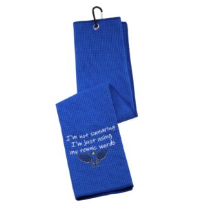 g2tup tennis lovers tennis gifts embroidered sport tennis towel with clip i’m not swearing i’m just using my tennis words (i’m not swearing)