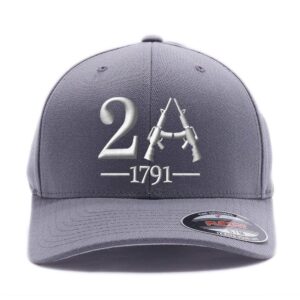 Flexfit 2A 1791 hat - Protect The 2nd Amendment Flexfit - Custom Embroidered Flexfit hat (Grey, Small-Medium)