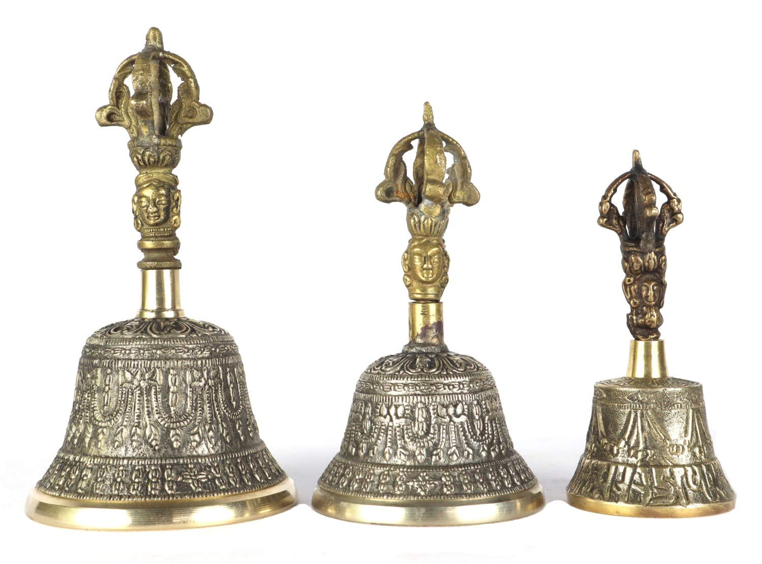 ASHIRWAD Tibetan Hand Bell 4, 5 & 6 inches for Meditation & Prayer Dorje Vajra (5 inches)