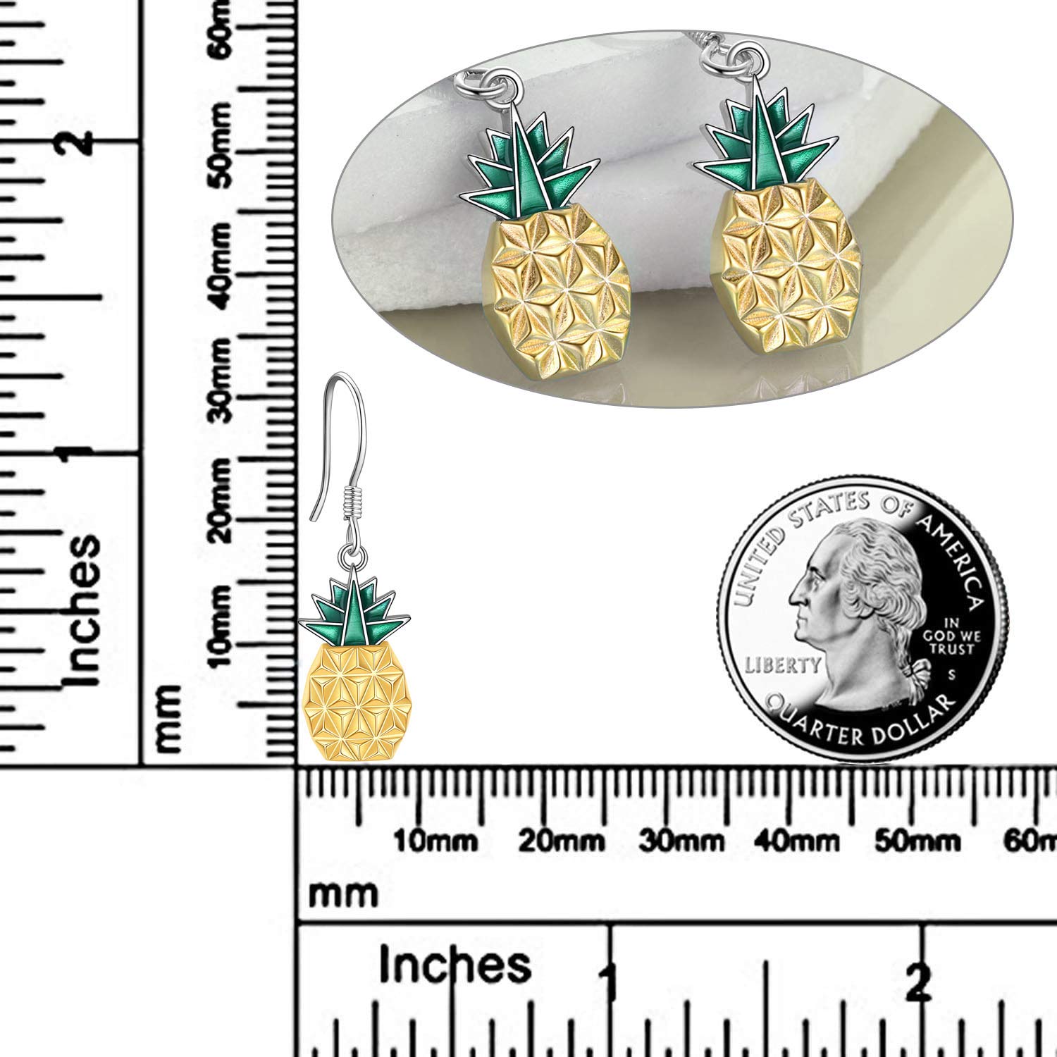 POPLYKE Origami Pineapple Earrings for Women Sterling Silver Pineapple Dangle Earrings Jewelry Gifts