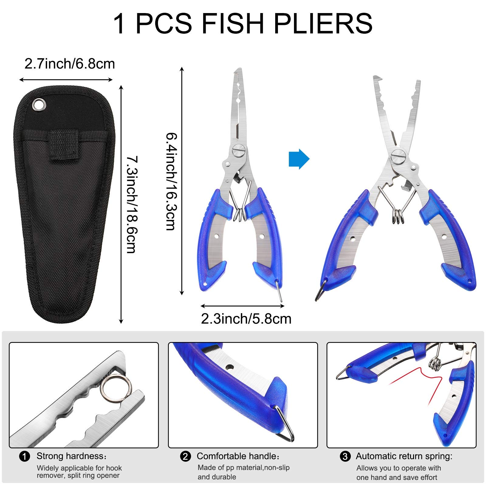 Fish Hook Remover Tools Kit Include 1 Piece Handheld Digital Fish Scale 1 Piece Fish Hook Remover Tool 1 Piece Fish Lip Gripper 1 Piece Fish Plier with Sheath and 2 Pieces Fishing Tool Lanyards