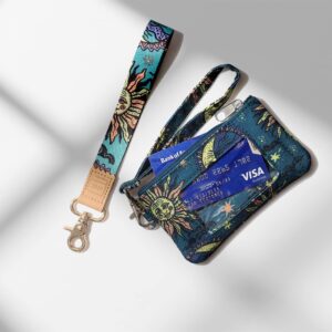 surfer id case wallet for women for lanyards, Zip Driver Licence Holder((Sun Moon)