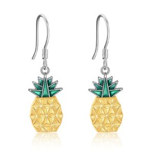 poplyke origami pineapple earrings for women sterling silver pineapple dangle earrings jewelry gifts