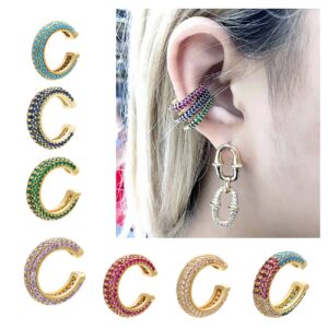 AnnBabic Ear Cuffs for Women - CZ Paved Hoop Conch Cuff Earrings for Ladies Men - Sparkle Rhinestones Clip On Wrap Earrings Non Pierced