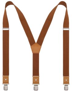 zxeroym suspenders for men adjustable y back elastic with strong clips brown