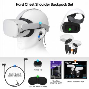 SARLAR Hard Chest Shoulder Backpack for Oculus Quest 2 VR Gaming Headset and Touch Controller Aessories, Includes Accessories Such as in-Ear Headphones