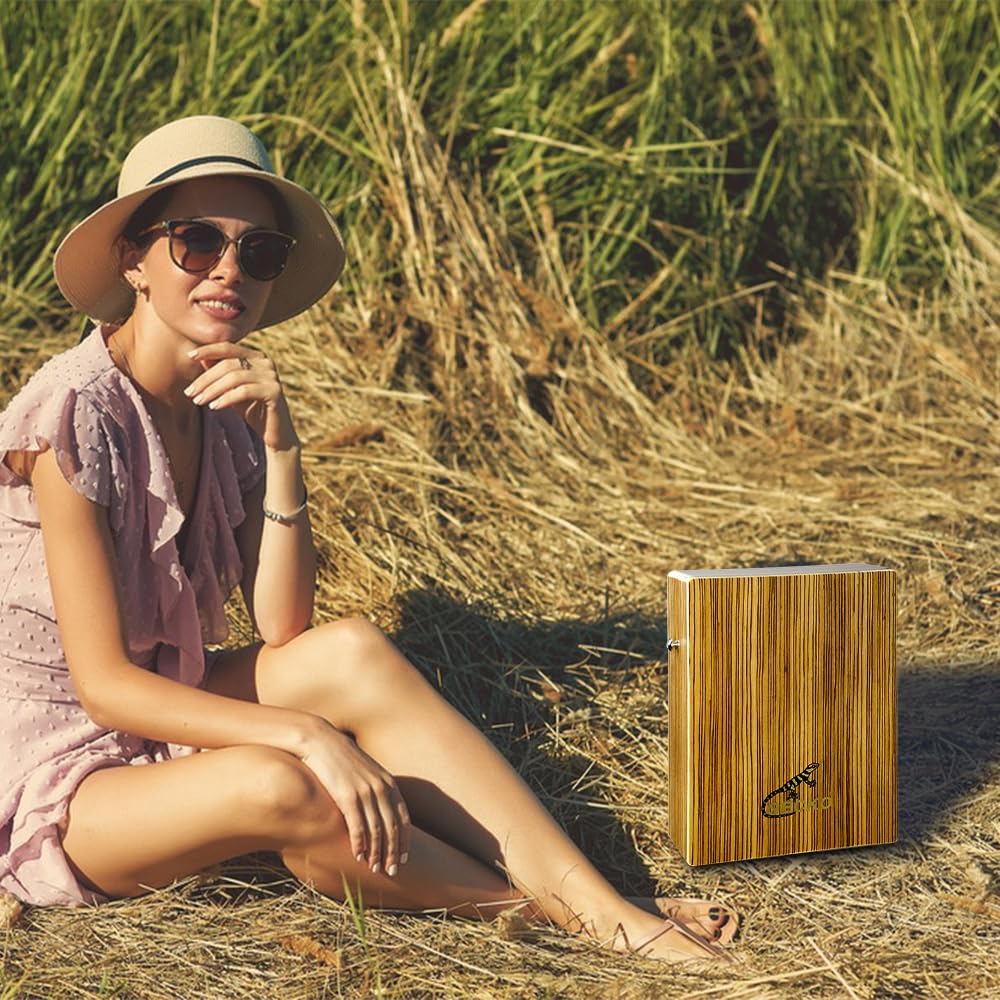 GECKO Travel Cajon Box Drum-Wooden Percussion Box Musical Instrument Cajon Box Drum Basic Box Drum with Carrying Bag