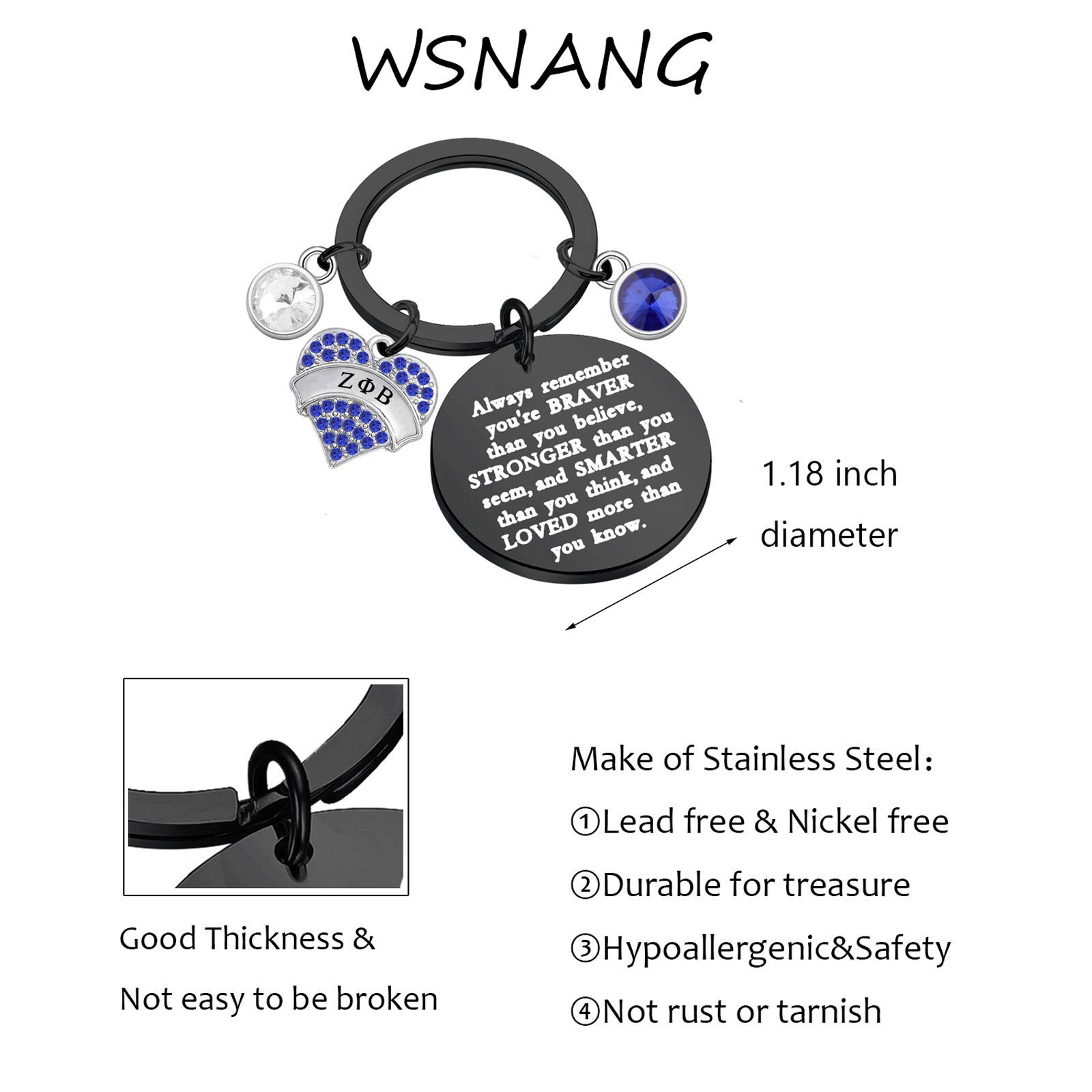 WSNANG Finer Women Keychain Greek Sorority Gift (ZB Black KC)