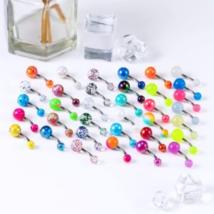 Boernfnso Belly button Rings 14g Plastic Belly Button Rings 35PCS Surgical Steel Belly Button Piercing Kit Cute Belly Button Rings Snake Belly Button Rings Banana Piercing Curved Barbell Jewelry 10mm