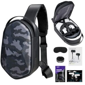 sarlar hard chest shoulder backpack for oculus quest 2 vr gaming headset and touch controller aessories, includes accessories such as in-ear headphones