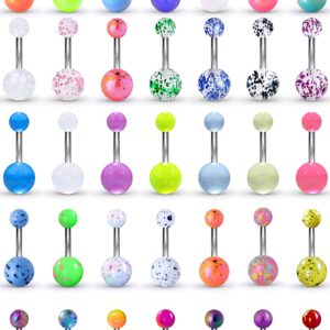 Boernfnso Belly button Rings 14g Plastic Belly Button Rings 35PCS Surgical Steel Belly Button Piercing Kit Cute Belly Button Rings Snake Belly Button Rings Banana Piercing Curved Barbell Jewelry 10mm