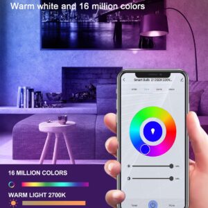 DOGAIN Smart Light Bulbs E26 Base A15 LED RGB Dimmable Color Changing Light Bulb Compatible with Alexa Google Home WiFi Multicolor Lights 6W (40W Equivalent) 500LM (Only 2.4GHz) 4 Pack