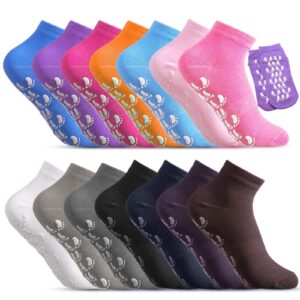 14 pairs non slip socks for women men grip socks unisex yoga socks with grips for hospital yoga pilates