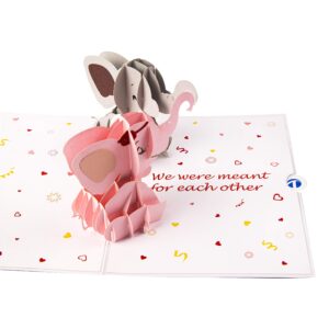 TRUANCE Pop Up Card Valentines Day Cards, Love Card, Anniversary Card, Two Elephant, Gift Card On Valentine Day