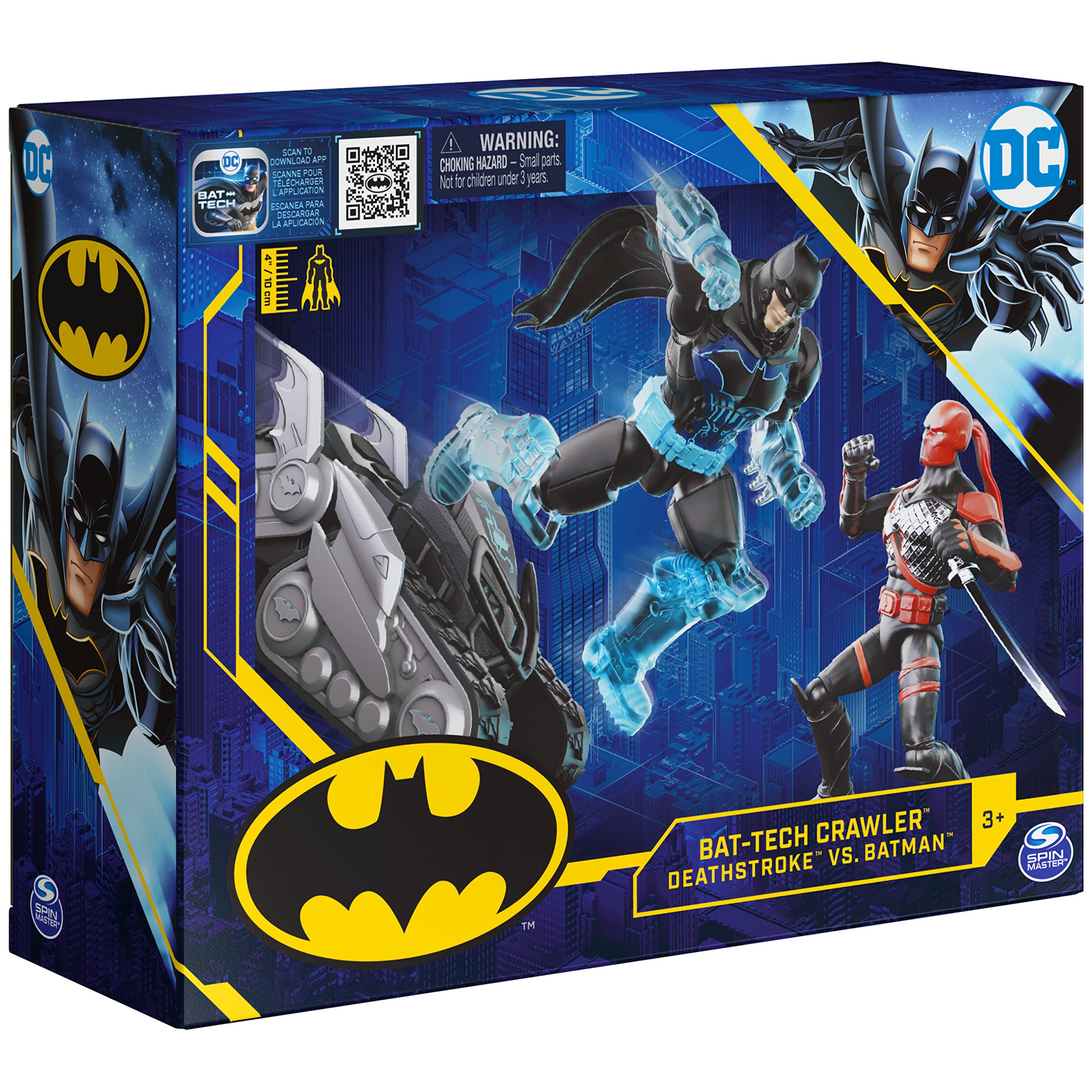 DC Comics Batman Bat-Tech Crawler with 4-inch Exclusive Deathstroke and Batman Action Figures, Includes 12 Accessories, Kids Toys for Boys Ages 3 and Up