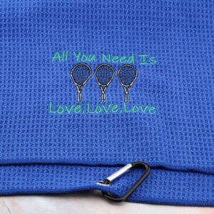 G2TUP Tennis Towel with Hook Tennis Sport Theme Gift All You Need Is Love Novelty Gift for Tennis Player (All You Need Is Love)