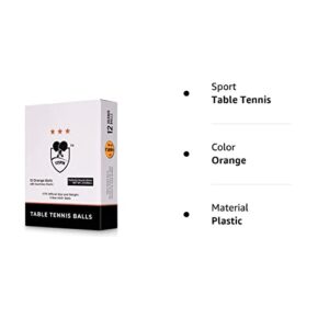 3-Star Ping Pong Balls - Premium 40+ Table Tennis Balls - Highest Grade Balls - Pack of 12 - ITTF Regulation Size & Weight - Seamless - High Durability - Ping Pong Accessories for Ping Pong Tables