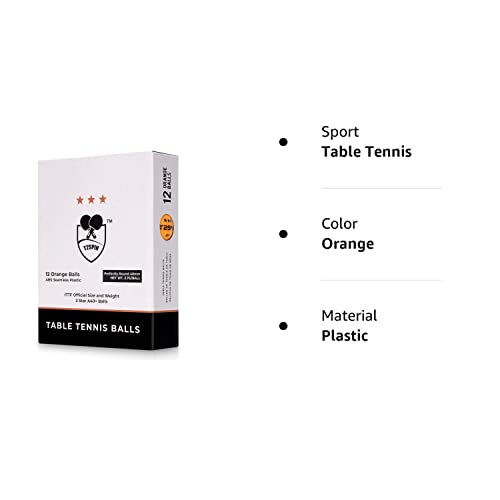 3-Star Ping Pong Balls - Premium 40+ Table Tennis Balls - Highest Grade Balls - Pack of 12 - ITTF Regulation Size & Weight - Seamless - High Durability - Ping Pong Accessories for Ping Pong Tables