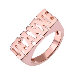 AILIN 925 Sterling Silver/Brass Name Ring Personalized Year Initial Statement Rings Gold/Rose Gold Color Party Birthday Jewelry With Gifts Box For Men Women