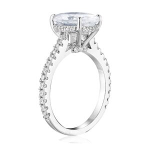 Bo.Dream 2ct Oval Cut Cubic Zirconia CZ Engagement Ring Rhodium Plated Sterling Silver Size 7