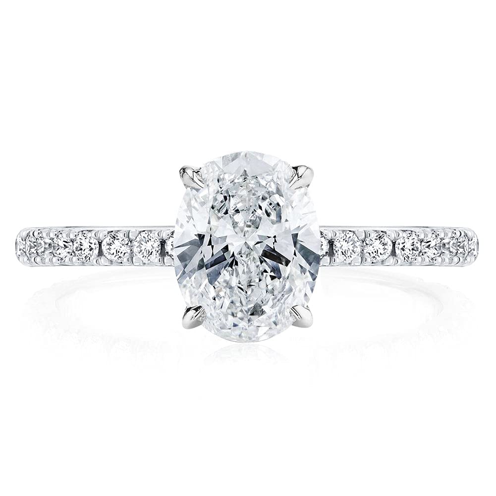 Bo.Dream 2ct Oval Cut Cubic Zirconia CZ Engagement Ring Rhodium Plated Sterling Silver Size 7