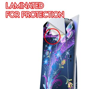 ITS A Skin Skins Compatible with Sony Playstation 5 Console Disc Edition - Protective Decal Overlay Stickers wrap Cover - Glowing Butterflies in Flight