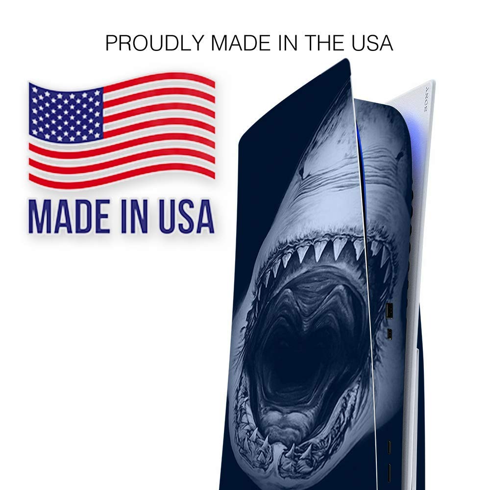 ITS A Skin Skins Compatible with Sony Playstation 5 Console Disc Edition - Protective Decal Overlay Stickers wrap Cover - Shark Attack