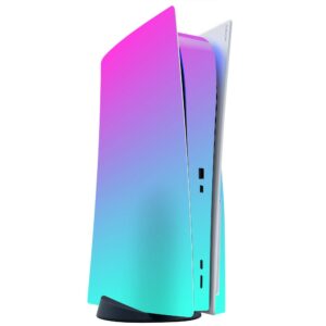 its a skin skins compatible with sony playstation 5 console disc edition - protective decal overlay stickers wrap cover - hombre pink purple teal gradient