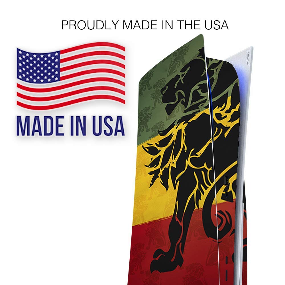 ITS A Skin Skins Compatible with Sony Playstation 5 Console Disc Edition - Protective Decal Overlay Stickers wrap Cover - Rasta Lion Africa