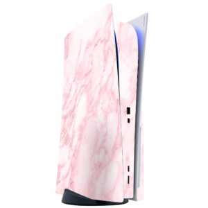 its a skin skins compatible with sony playstation 5 console disc edition - protective decal overlay stickers wrap cover - rose pink marble pattern