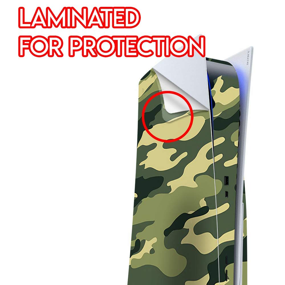 ITS A Skin Skins Compatible with Sony Playstation 5 Console Disc Edition - Protective Decal Overlay Stickers wrap Cover - Green Camo Original Camouflage