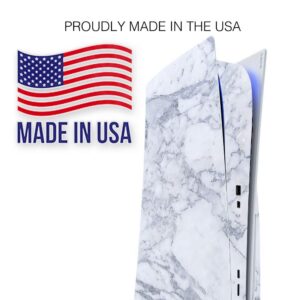 ITS A Skin Skins Compatible with Sony Playstation 5 Console Disc Edition - Protective Decal Overlay Stickers wrap Cover - Grey White Standard Marble