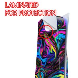 ITS A Skin Skins Compatible with Sony Playstation 5 Console Disc Edition - Protective Decal Overlay Stickers wrap Cover - Neon Color Swirl Glass